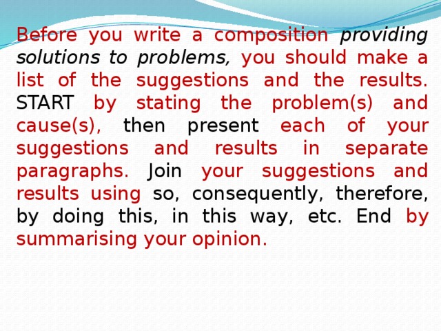 A composition providing solutions to problems